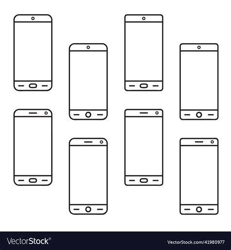 outline smartphone set royalty free vector image