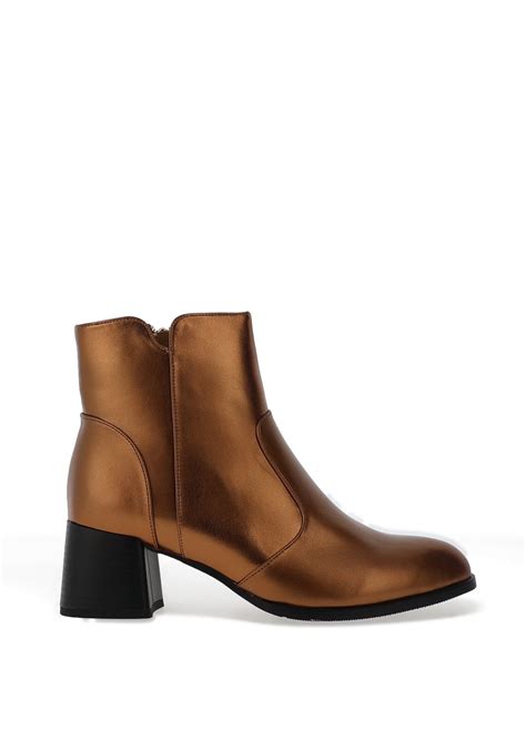 Dancing Matilda Acrobat Metallic Heeled Boots Bronze Mcelhinneys