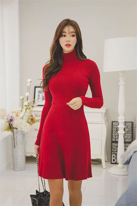 러블리 플레어 니트 원피스 Causual Outfits Classy Outfits Kpop Fashion Outfits Fashion Dresses Asian