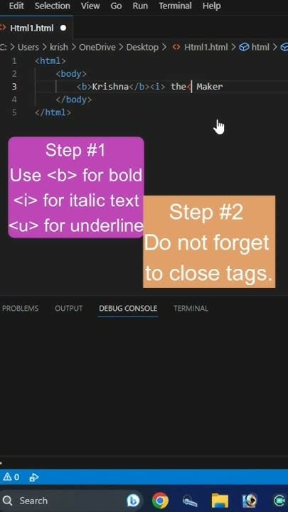 Bolditalic And Underline Tag In Html Codewithharry Coding Htmlcss Css Fullstackweb Tutorial