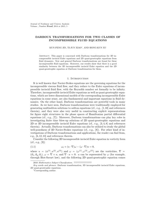 Pdf Darboux Transformations For Two Classes Of Incompressible Fluid Equations