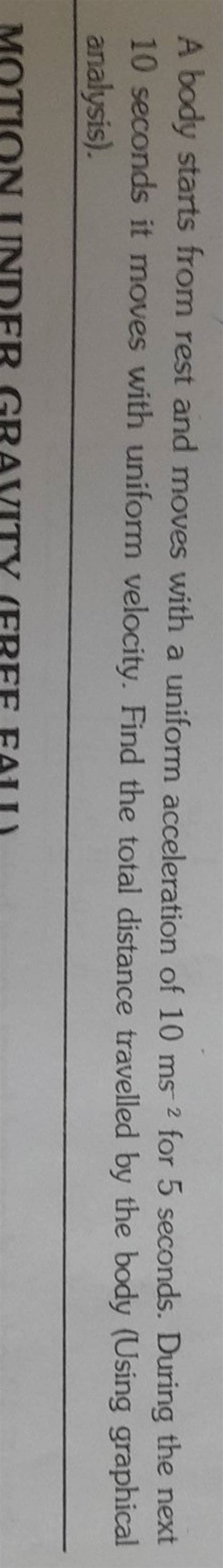 A Body Starts From Rest And Moves With A Uniform Acceleration Of 10 Ms−2