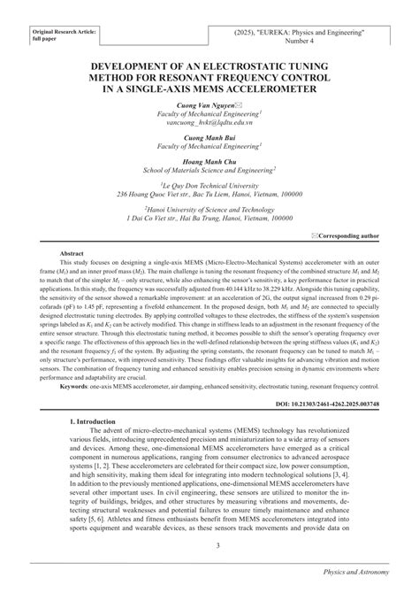 Pdf Development Of An Electrostatic Tuning Method For Resonant