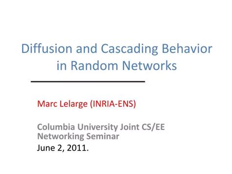 ppt diffusion and cascading behavior in random networks powerpoint