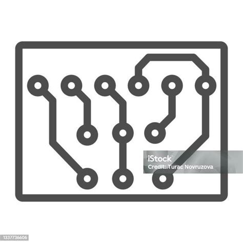 Copmact Prited 회로 기판 직사각형 모양 라인 아이콘 전자 개념 흰색 배경에 Pcb 벡터 기호 모바일 개념 및 웹 디자인에 대 한 개요 스타일 아이콘 벡터 그래픽