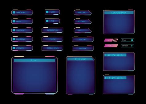 Different Game Frame Set Abstract Digital User Interface Illustration