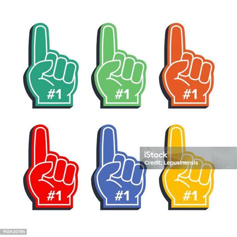 색 거품 손가락 번호 1 팬 벡터 일러스트 레이 션의 집합입니다 팬 사람의 역할에 대한 스톡 벡터 아트 및 기타 이미지 팬