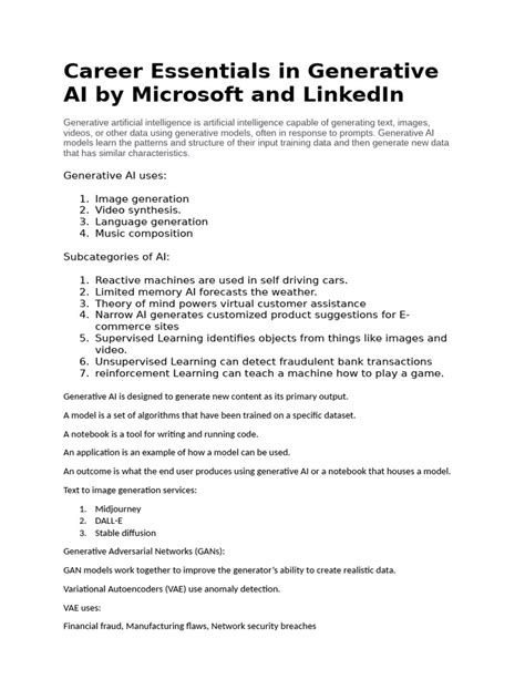 Career Essentials In Generative Ai By Microsoft And Linkedin Pdf