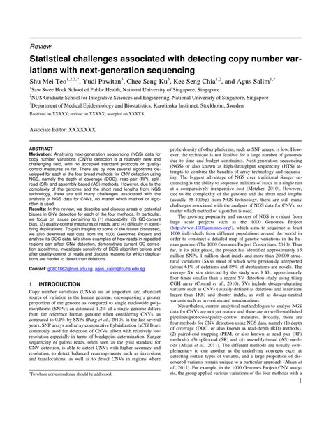 Pdf Statistical Challenges Associated With Detecting Copy Number