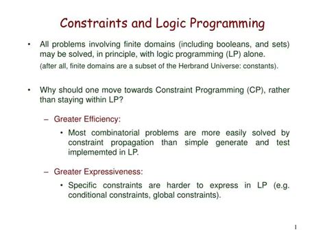 PPT Constraints And Logic Programming PowerPoint Presentation Free