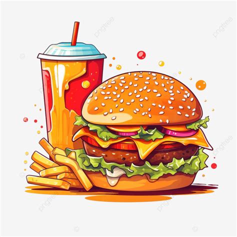 Ai 생성 패스트푸드 세트 큰 햄버거와 탄산음료 그림 햄버거 주스 버거 Png 일러스트 및 이미지 에 대한 무료 다운로드 Pngtree