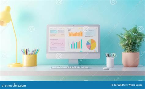 Digital Marketing Dashboard With Retargeting Analytics Modern Workspace 3d Illustration Stock