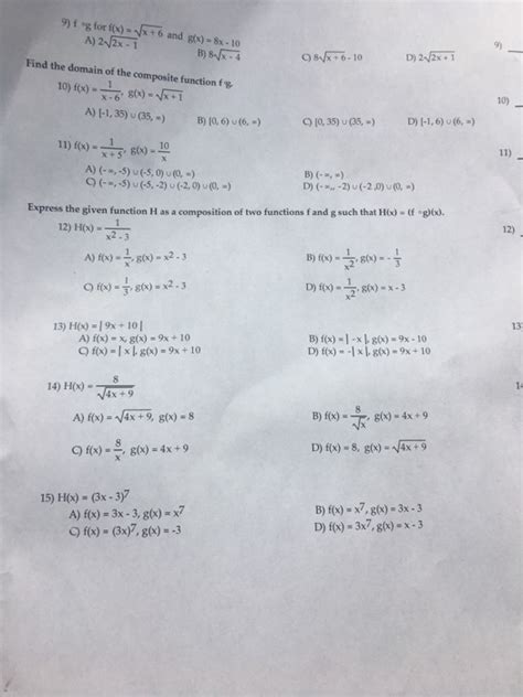 Solved Find The Domain Of The Composite Function F G Fx
