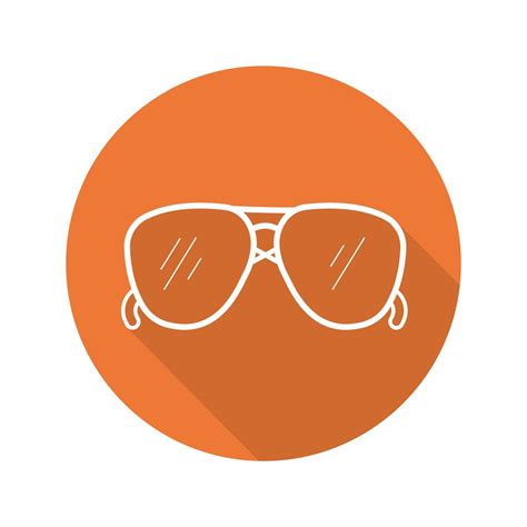 Sunglasses Flat Linear Long Shadow Icon Aviators Vector Outline