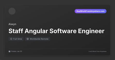 Staff Angular Software Engineer At Aiwyn Worldwide Remote Job