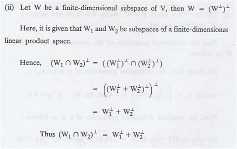 Inner Product Spaces Orthogonal Complement Finite Dimensional Subspace