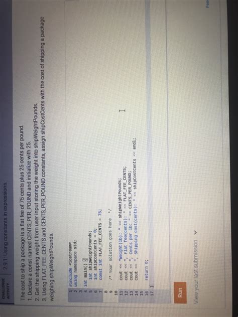 Solved 291 Using Constants In Expressions The Cost To
