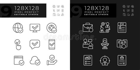 Checkmarks In Communication Pixel Perfect Linear Icons Set For Dark Light Mode Stock Vector