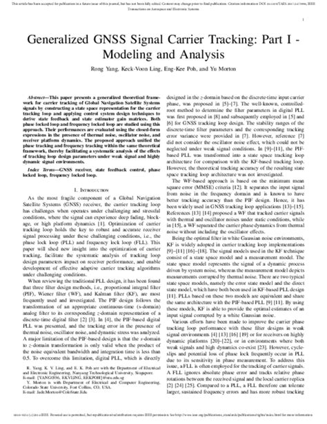 Pdf Generalized Gnss Signal Carrier Tracking Part I—modeling And