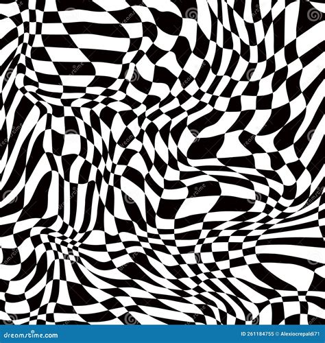 Black And White Abstract Checkered Pattern With Distortion Effect