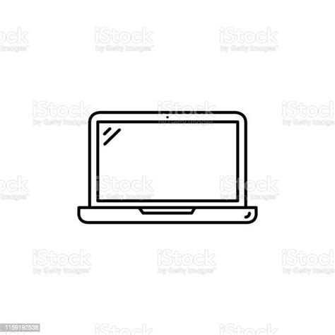 앱 Ui 웹 사이트에 대한 플랫 스타일 벡터의 랩톱 라인 아이콘 검은 색 아이콘 벡터 일러스트레이션 검은색에 대한 스톡 벡터 아트 및 기타 이미지 Istock