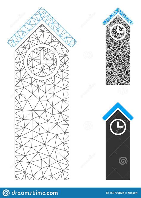Time Tower Vector Mesh 2d Model And Triangle Mosaic Icon Stock Vector