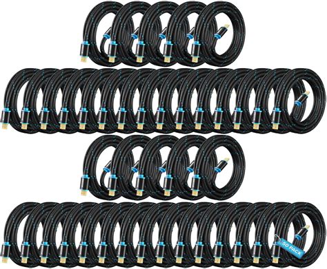 Hdmi Cable 4k Ultra Hd 8 Foot 50 Pack Nylon Braided Hdmi 20 Cable