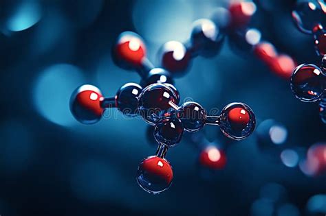 3d Rendered Molecular Structure Model Floating On A Blue Background Stock Illustration