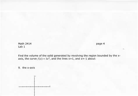 Solved Math 2414 Lab 1 Page 4 Find The Volume Of The Solid