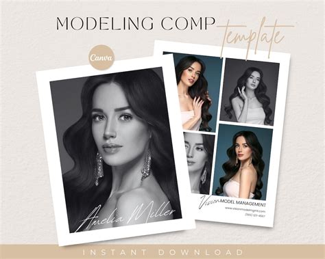 Modeling Comp Card Template Fashion Resume Photo Card Modeling Comp