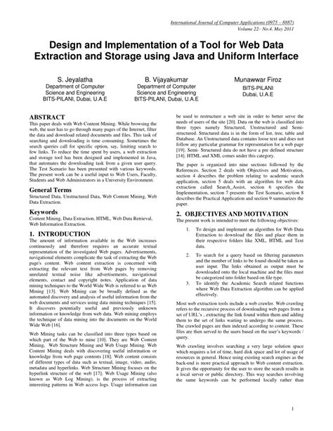 Pdf Design And Implementation Of A Tool For Web Data Extraction And Storage Using Java And