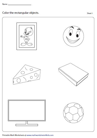 Identify And Color The Rectangular Objects Perimeter Worksheets