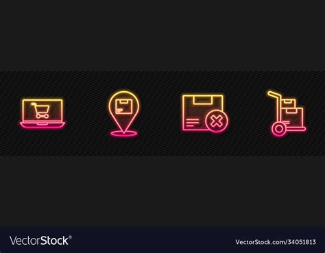 Set Line Carton Cardboard Box And Delete Shopping Vector Image
