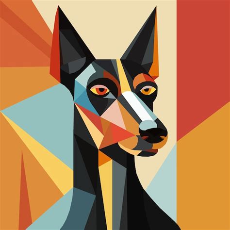 Perro En Estilo Geométrico Con Fondo Abstracto Vector Premium
