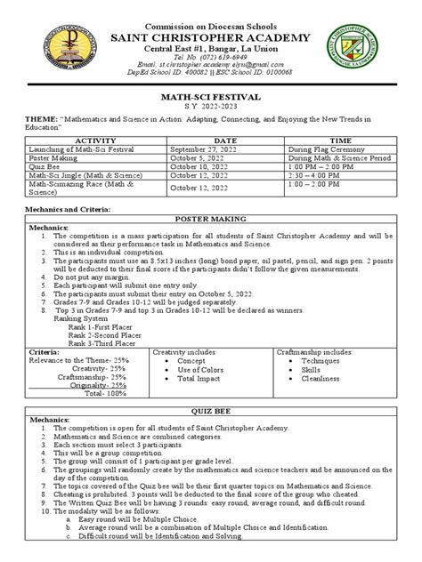 Math Sci Festival 22 23 Pdf Multiple Choice Mathematics