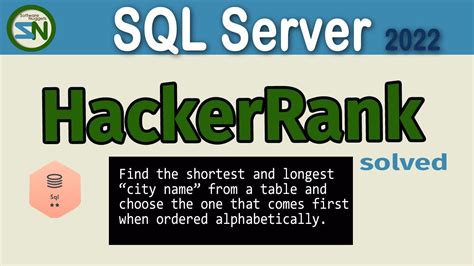 Hackerrank Get Shortest And Longest City Name Using Sql Server Youtube