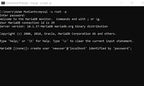 Create Mysql User Using Command Line
