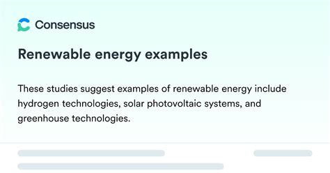 Renewable Energy Examples Consensus Academic Search Engine