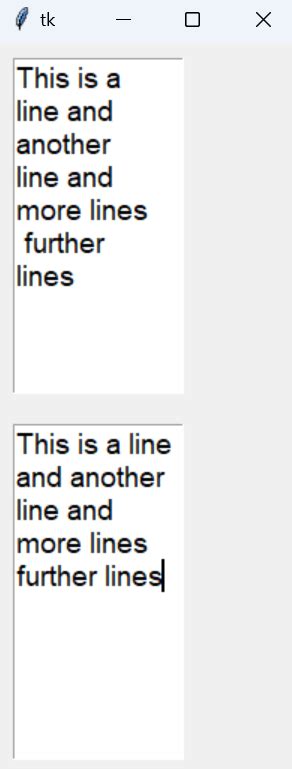 Python Identical Tkinter Text Widgets When Font Style And Size Is
