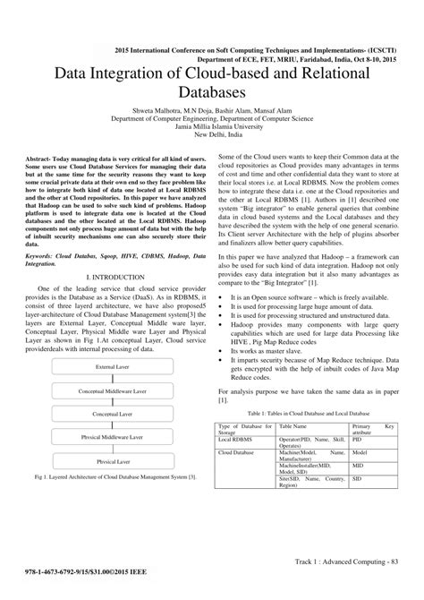 Pdf Data Integration Of Cloud Based And Relational Databases