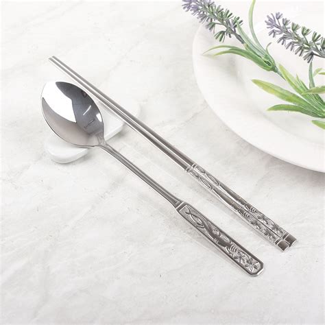 삼호 스탠 젓가락 숟가락 인삼모양 Stainless Chopsticks Spoon 10set Im Market Au