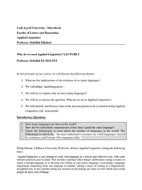 Sec 3 What Do We Do In Applied Linguistics Pdf Linguistics Multilingualism