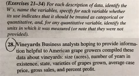 solved exercises 21 34 for each description of data