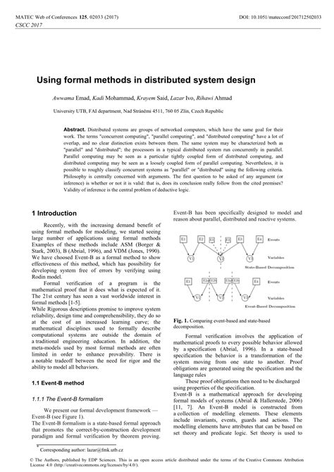 Pdf Using Formal Methods In Distributed System Design