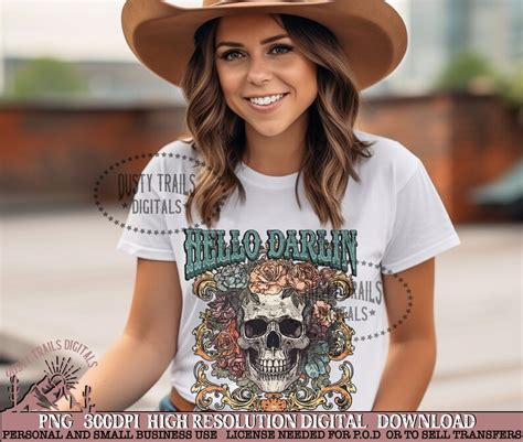 Hello Darling Png Skull Western Boho Png Boho Desert Etsy