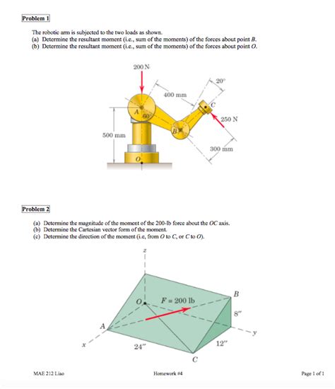 Solved The Robotic Arm Is Subjected To The Two Loads As Chegg