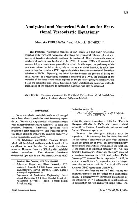 Pdf Analytical And Numerical Solutions For Fractional Viscoelastic Equations