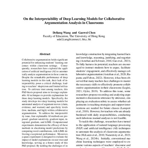 On The Interpretability Of Deep Learning Models For Collaborative Argumentation Analysis In