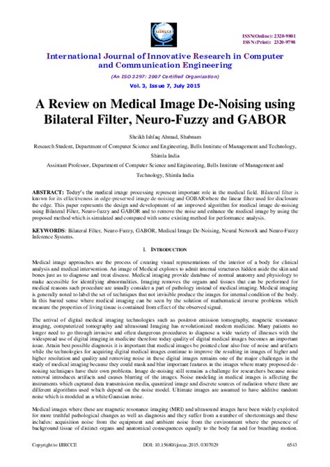 Pdf A Review On Medical Image De Noising Using Bilateral Filter