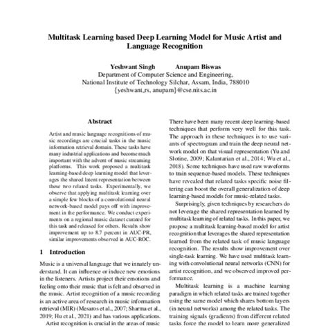 Multitask Learning Based Deep Learning Model For Music Artist And Language Recognition Acl